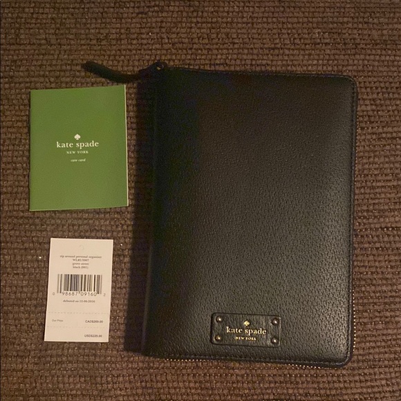 kate spade | Other | Kate Spade Black Zip Around Personal Organizer ...